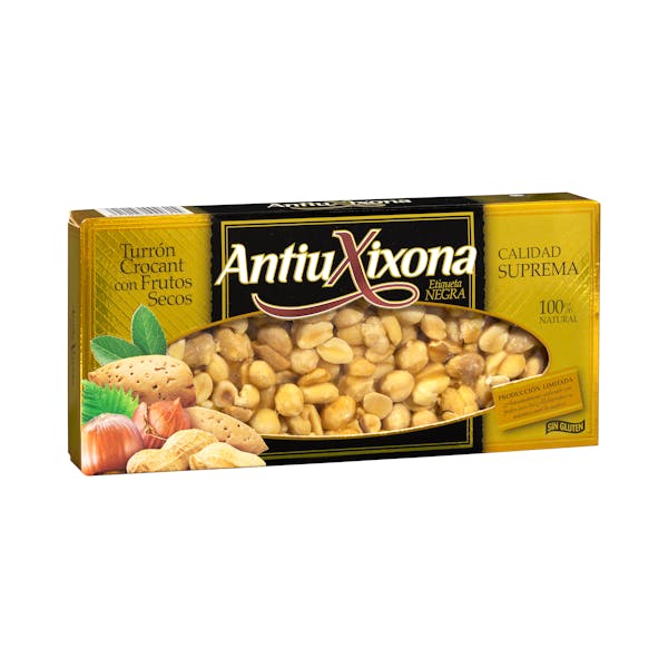 Turrón Crocant con frutos secos Antiu Xixona calidad suprema ...
