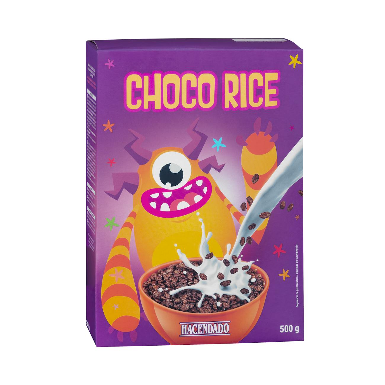 Cereales de arroz inflado Choco Rice Hacendado con chocolate