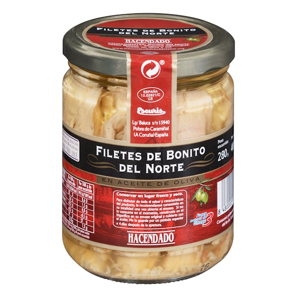 Filetes de bonito del norte en aceite de oliva Hacendado | Mercadona ...