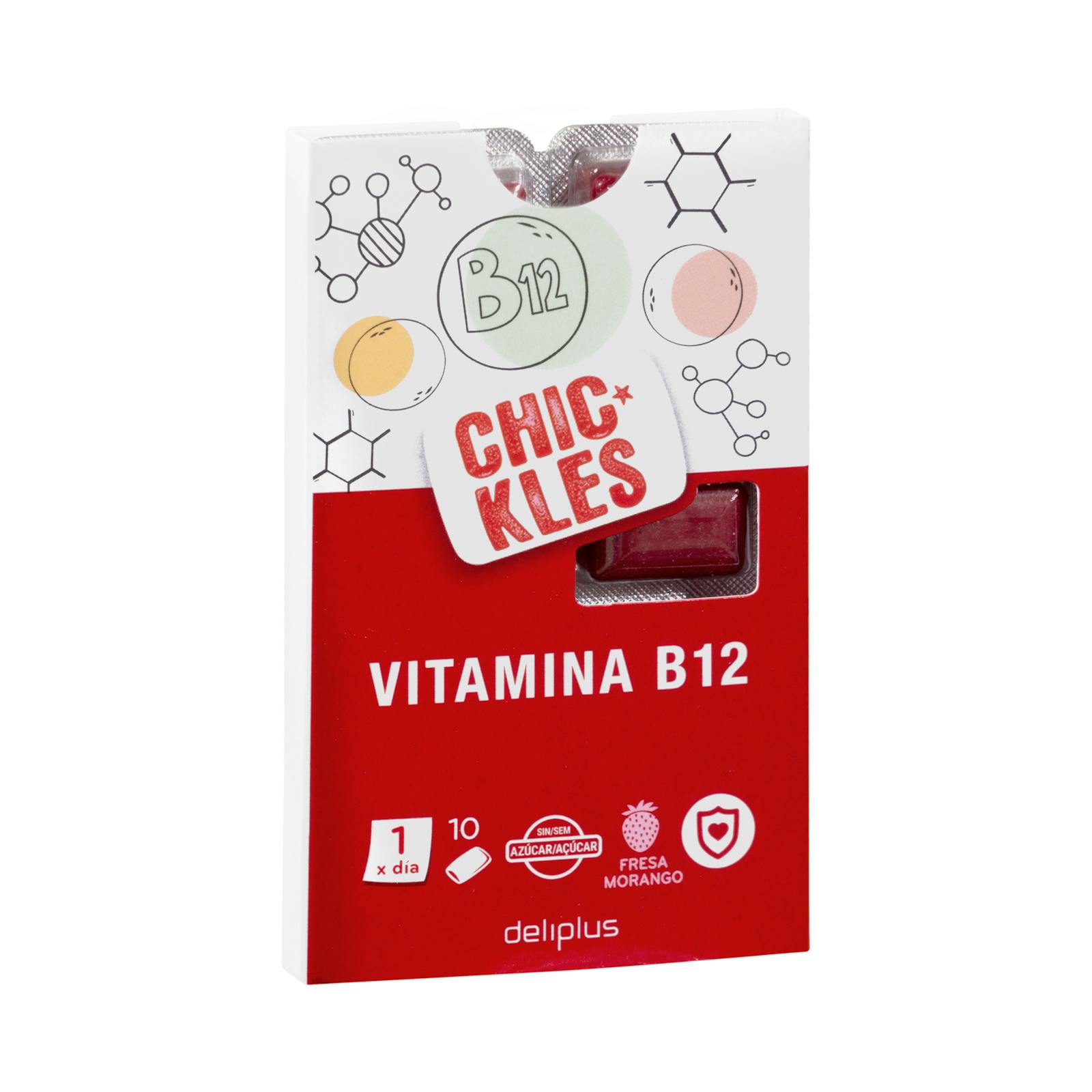 Chicles vitamina B12 Deliplus sabor fresa gragea en Ahorramercado.com